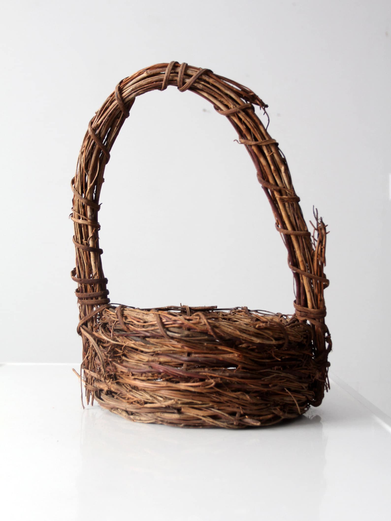 Vintage Rustic Twig Cottage Basket - Etsy