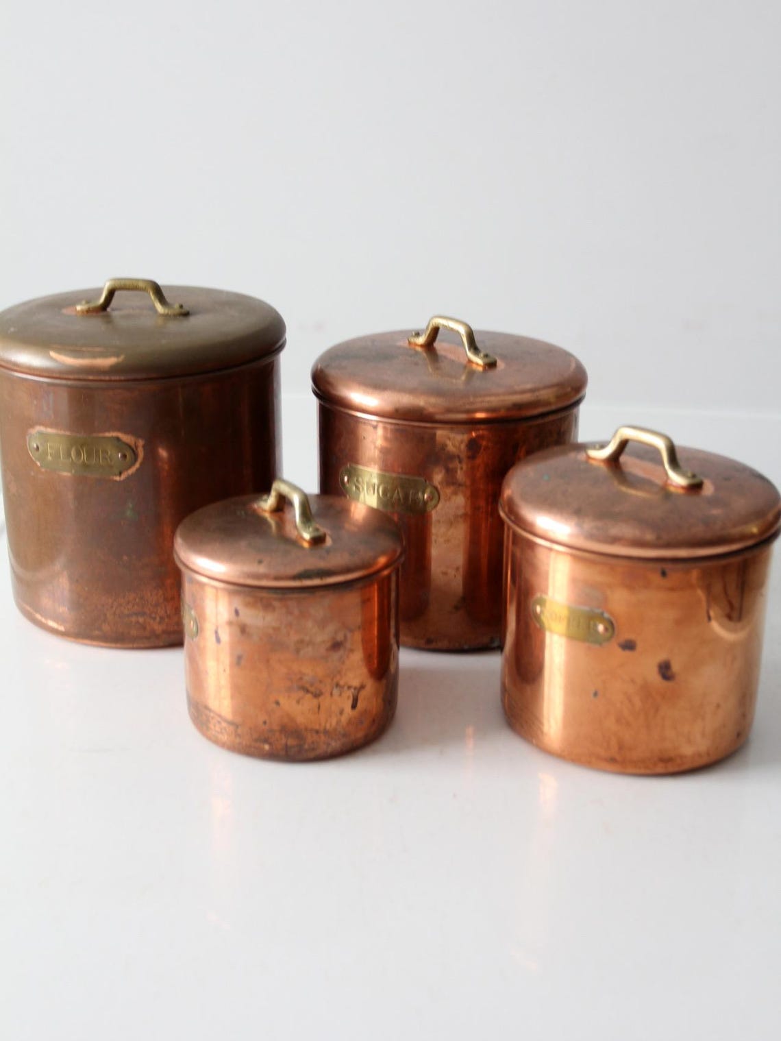 Vintage Copper Kitchen Canisters Set of 4 - Etsy