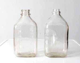 Large Four Sided Square Borden's One Gallon Glass Milk Jug Bottle Red Elsie Cow Designs on All ...