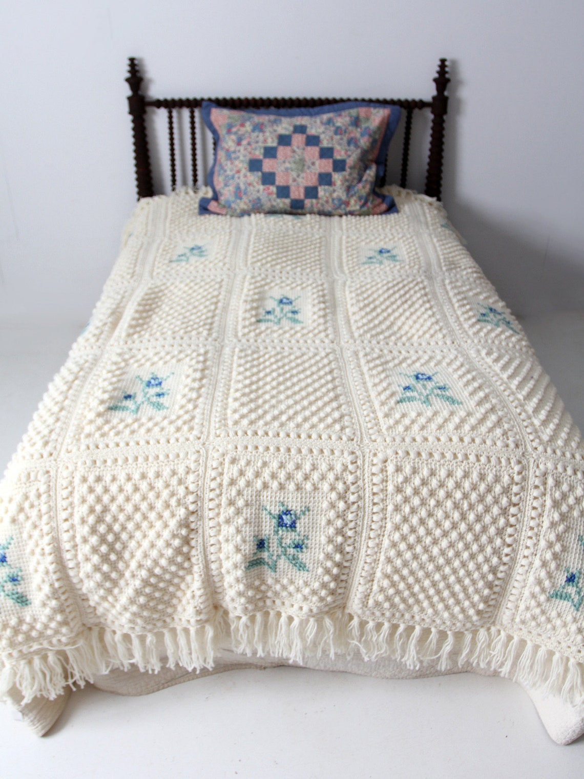 Vintage Bobble Knit Blanket - Etsy