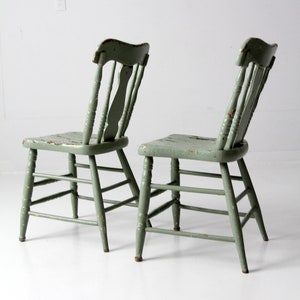 Antique Fiddle Back Chairs, Painted Wooden Chairs Pair - Etsy