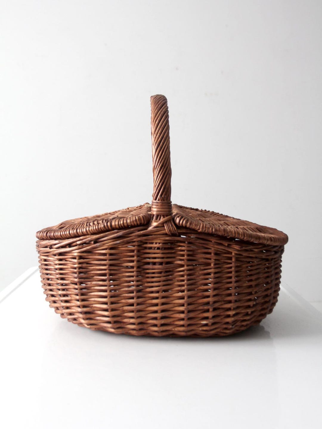 Vintage Wicker Split-lid Picnic Basket - Etsy