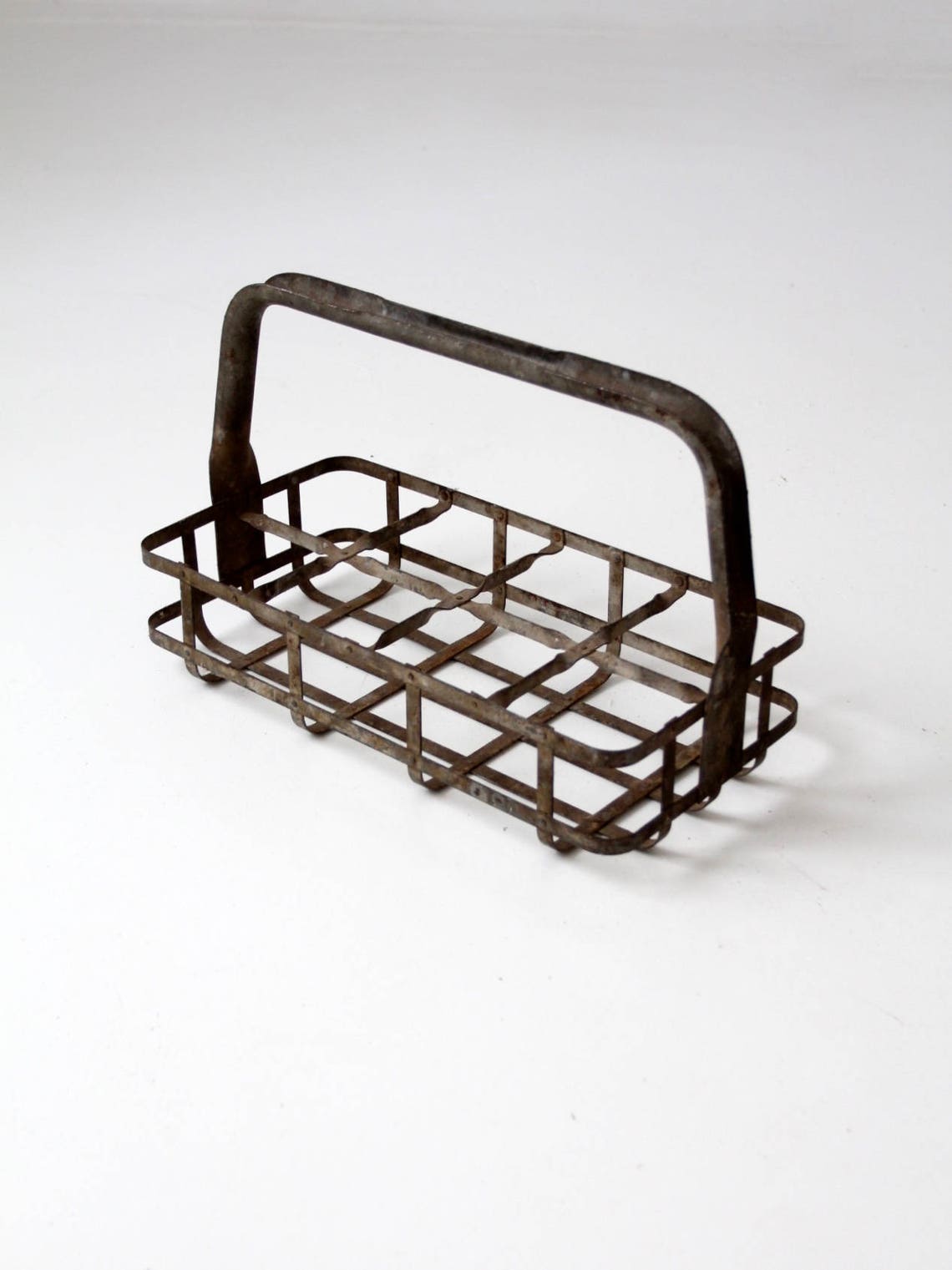 Vintage Milk Bottle Carrier Metal Tote Basket | Etsy