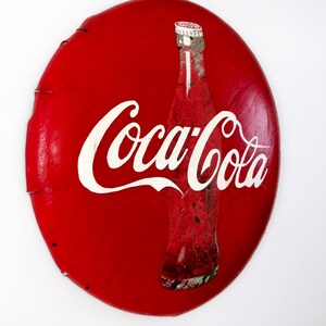 Vintage Coca-cola Sign, Large Metal Coke Button Sign - Etsy