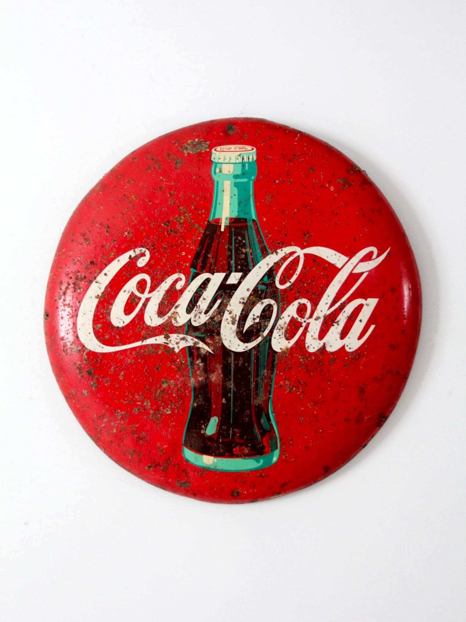 Vintage 1950s Coca-cola Red Button Sign - Etsy