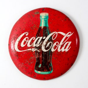 Vintage 1950s Coca-cola Red Button Sign - Etsy