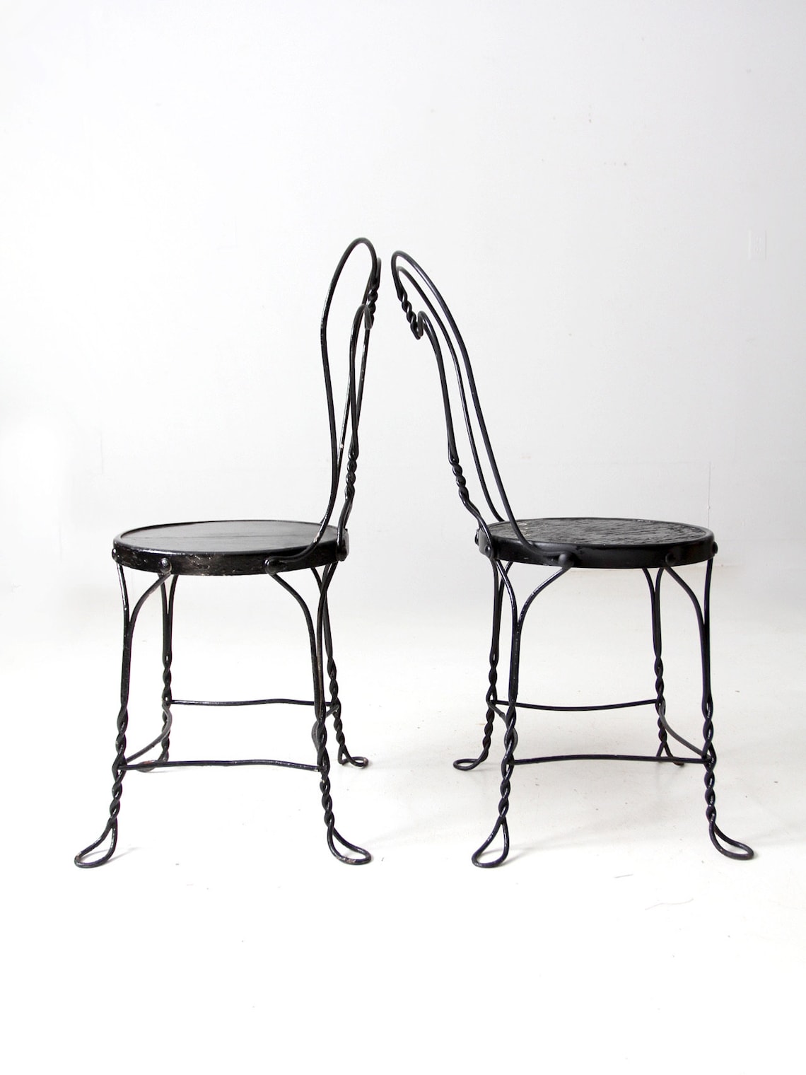 Pair Vintage Ice Cream Parlor Chairs, Black Iron Cafe Bistro Chairs - Etsy