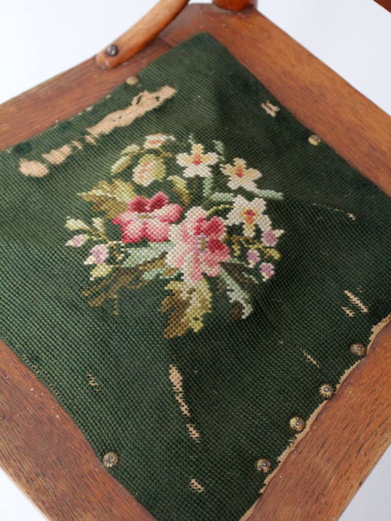Antique Ladder Back Chairs With Needlepoint Seat Etsy Canada