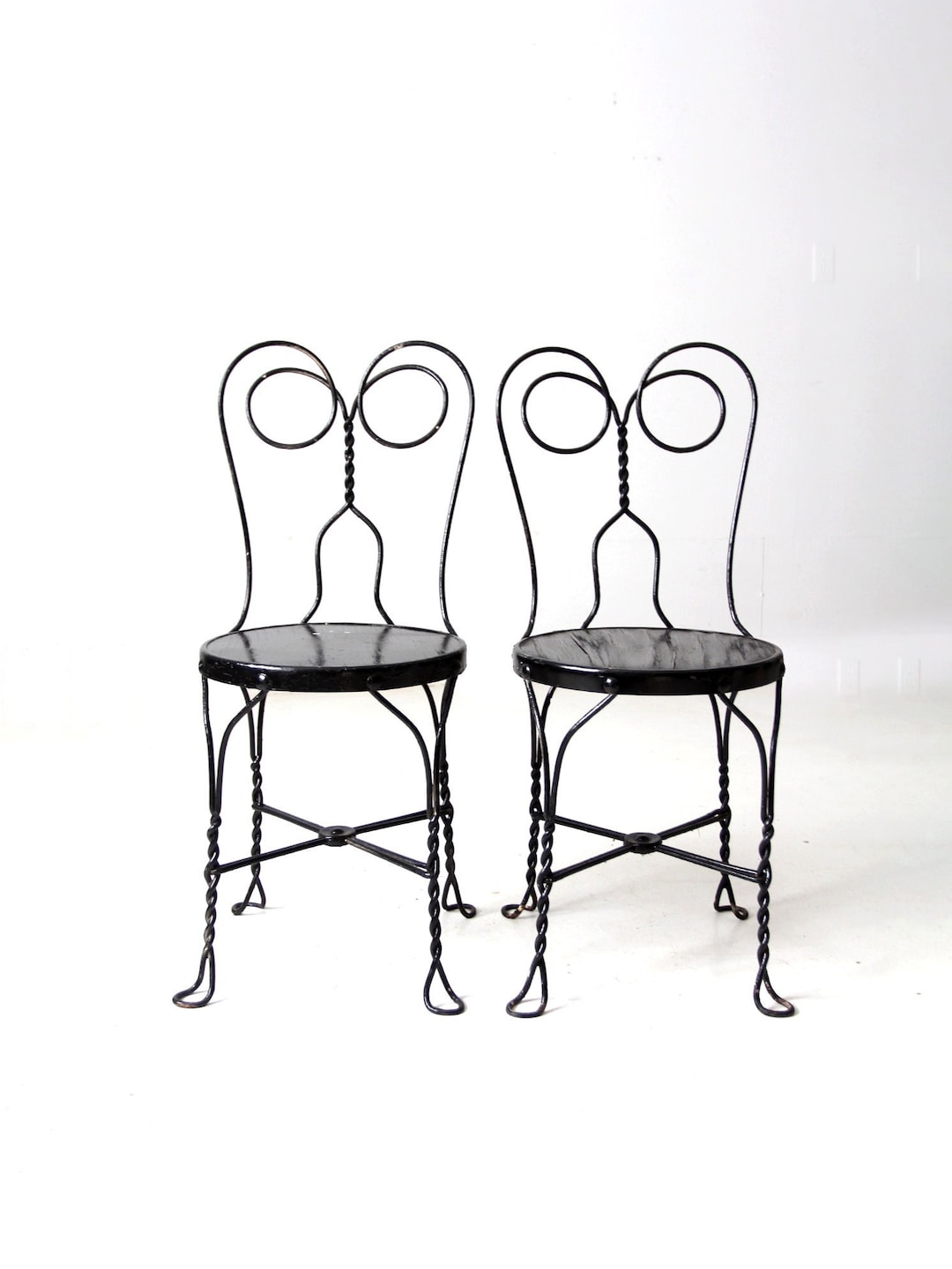 Pair Vintage Ice Cream Parlor Chairs, Black Iron Cafe Bistro Chairs - Etsy
