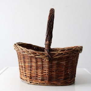 Vintage Wicker Handle Basket - Etsy