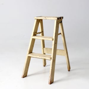 Vintage Painted Wooden Step Ladder - Etsy