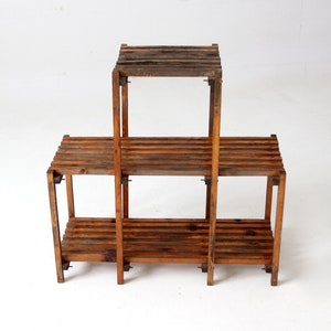 Vintage Tiered Slat Wood Plant Stand - Etsy