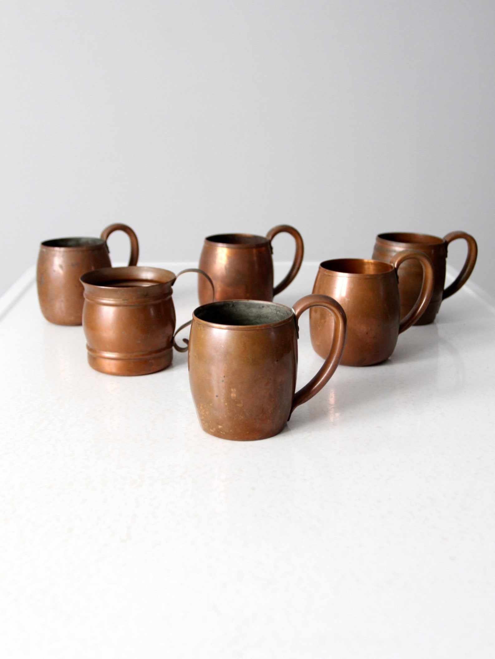 Antique Copper Mugs Set/6 - Etsy