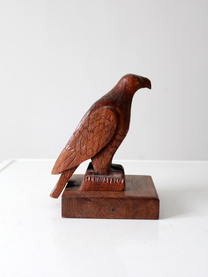 Vintage Hand-carved Wood Eagle Statue - Etsy