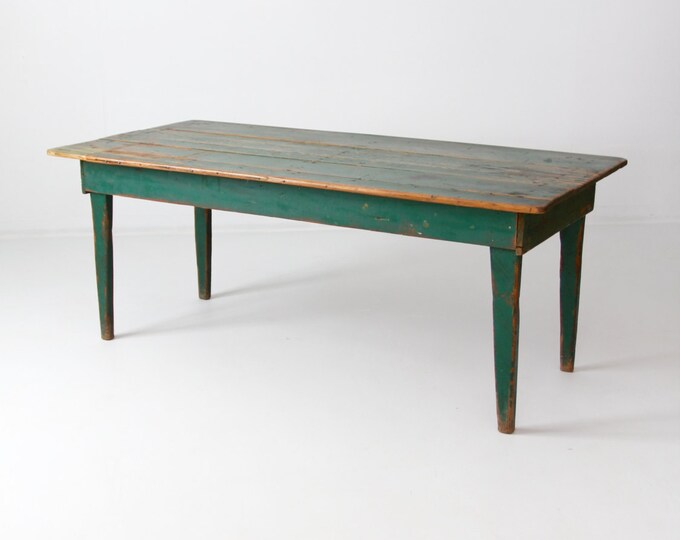 Antique Green Wood Table, Primitive Kitchen Table, Farmhouse Decor - Etsy