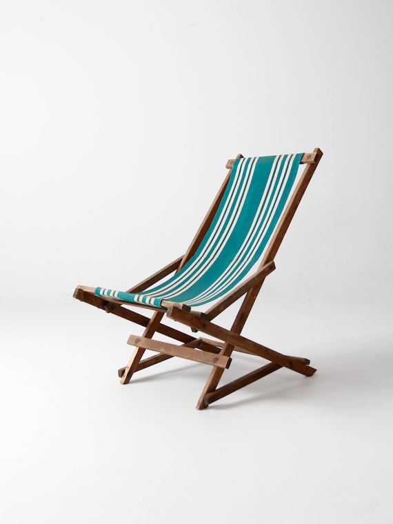 Vintage Striped Deck Chair Rocking Deck Chair Folding Beach Chair Etsy UK