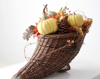Vintage Cornucopia Wicker Basket. - Etsy