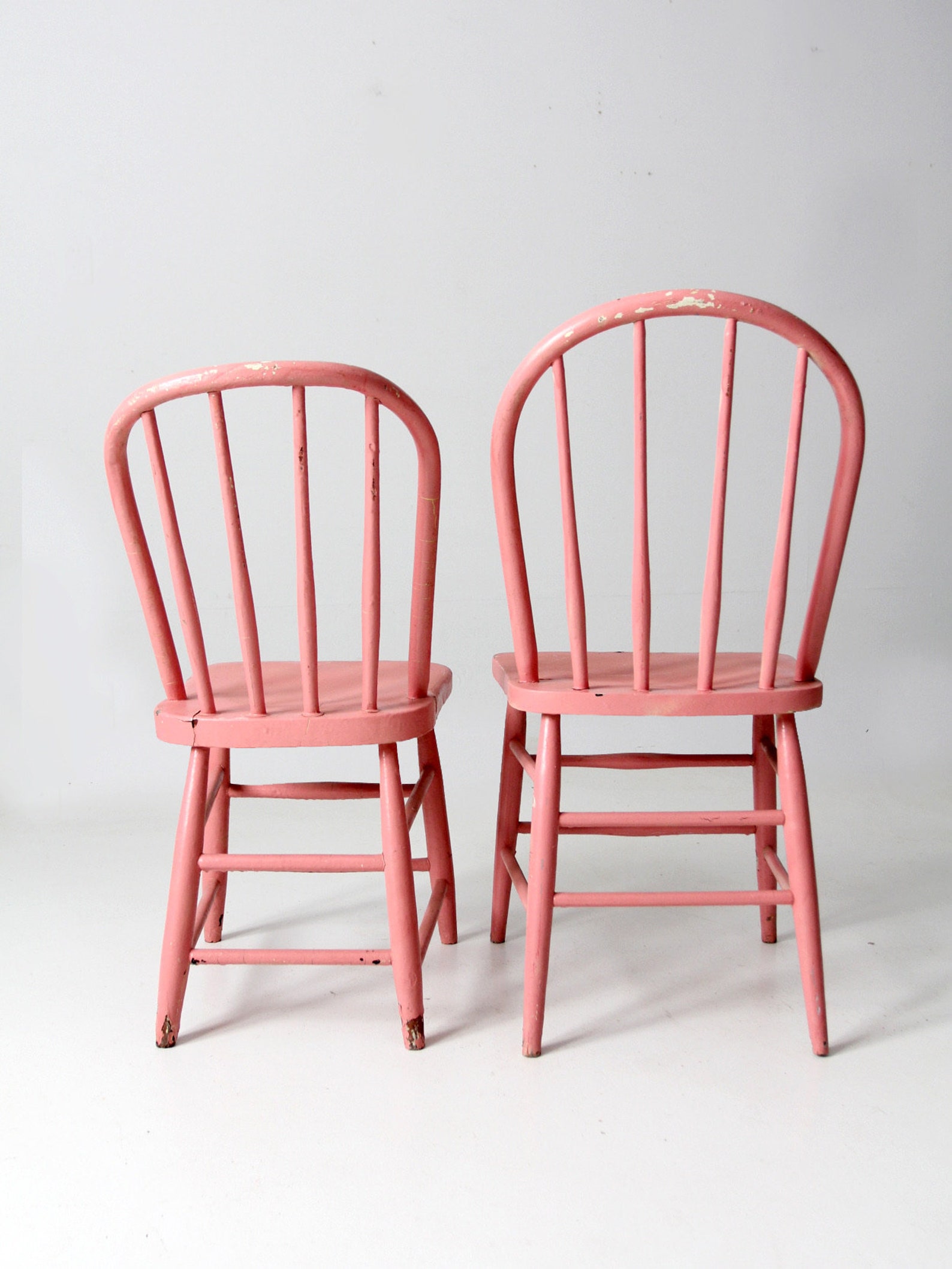 Antique Pink Spindle Back Chairs Pair - Etsy