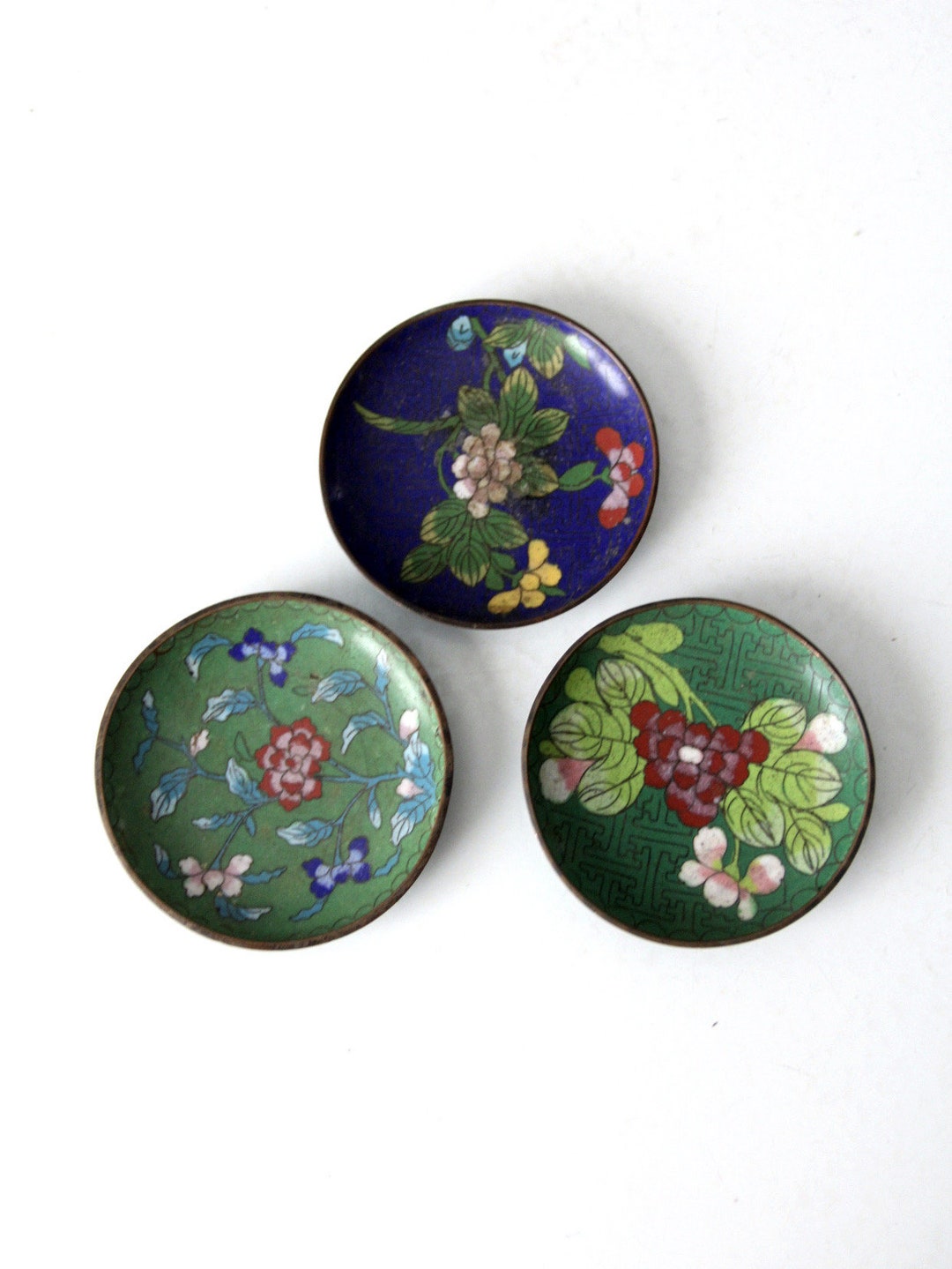 Antique Chinese Cloisonne Plates Set of 3 - Etsy