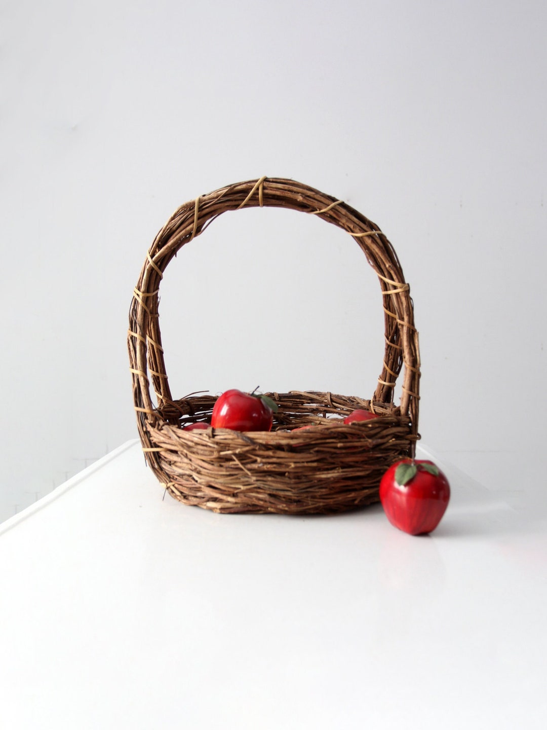Vintage Rustic Wicker Basket - Etsy