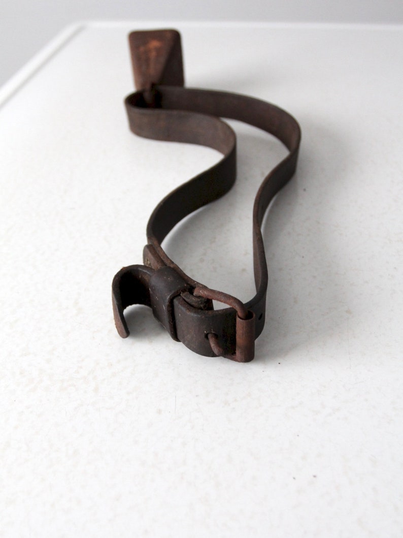 Antique cowbell bell on belted leather strap | Etsy