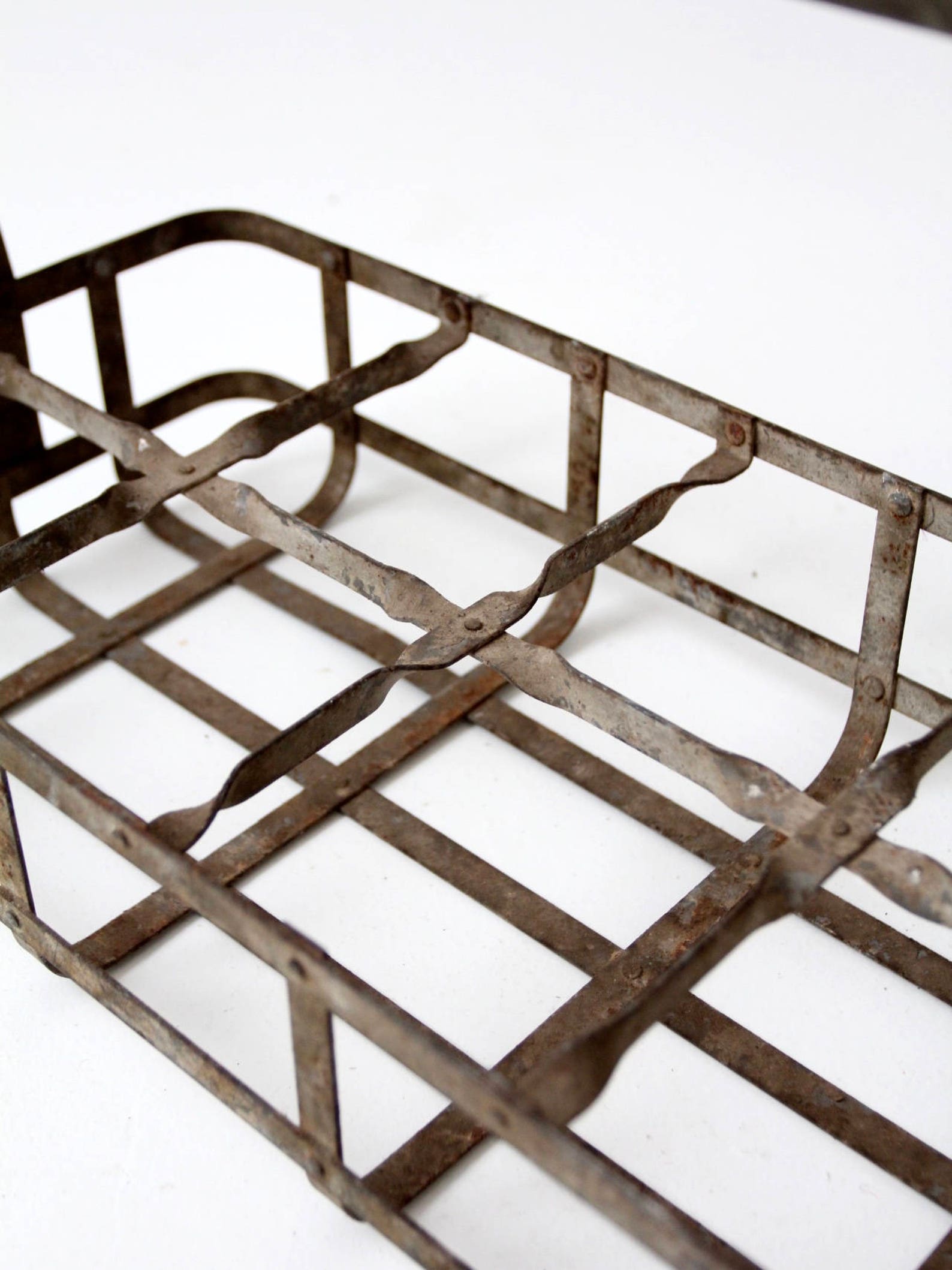 Vintage Milk Bottle Carrier Metal Tote Basket - Etsy