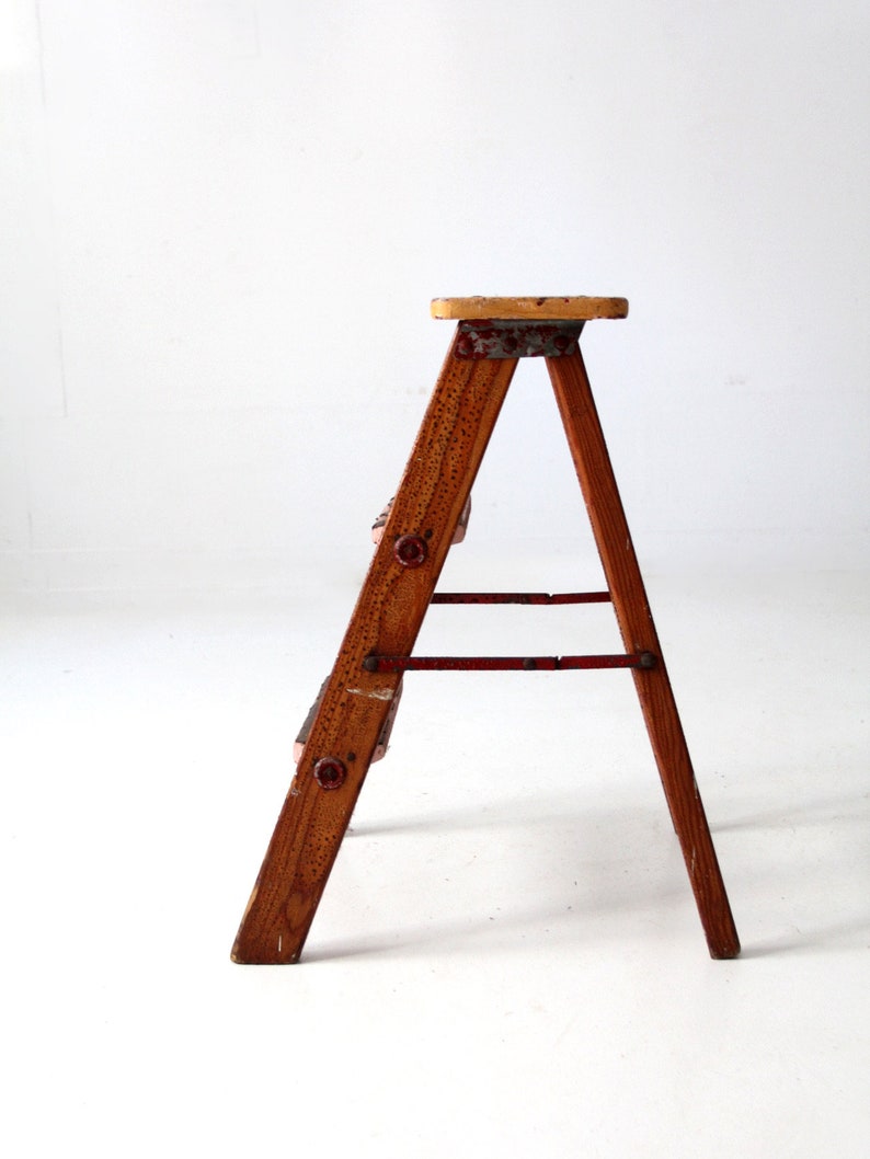 Vintage Step Ladder Rustic Wooden Stepstool - Etsy