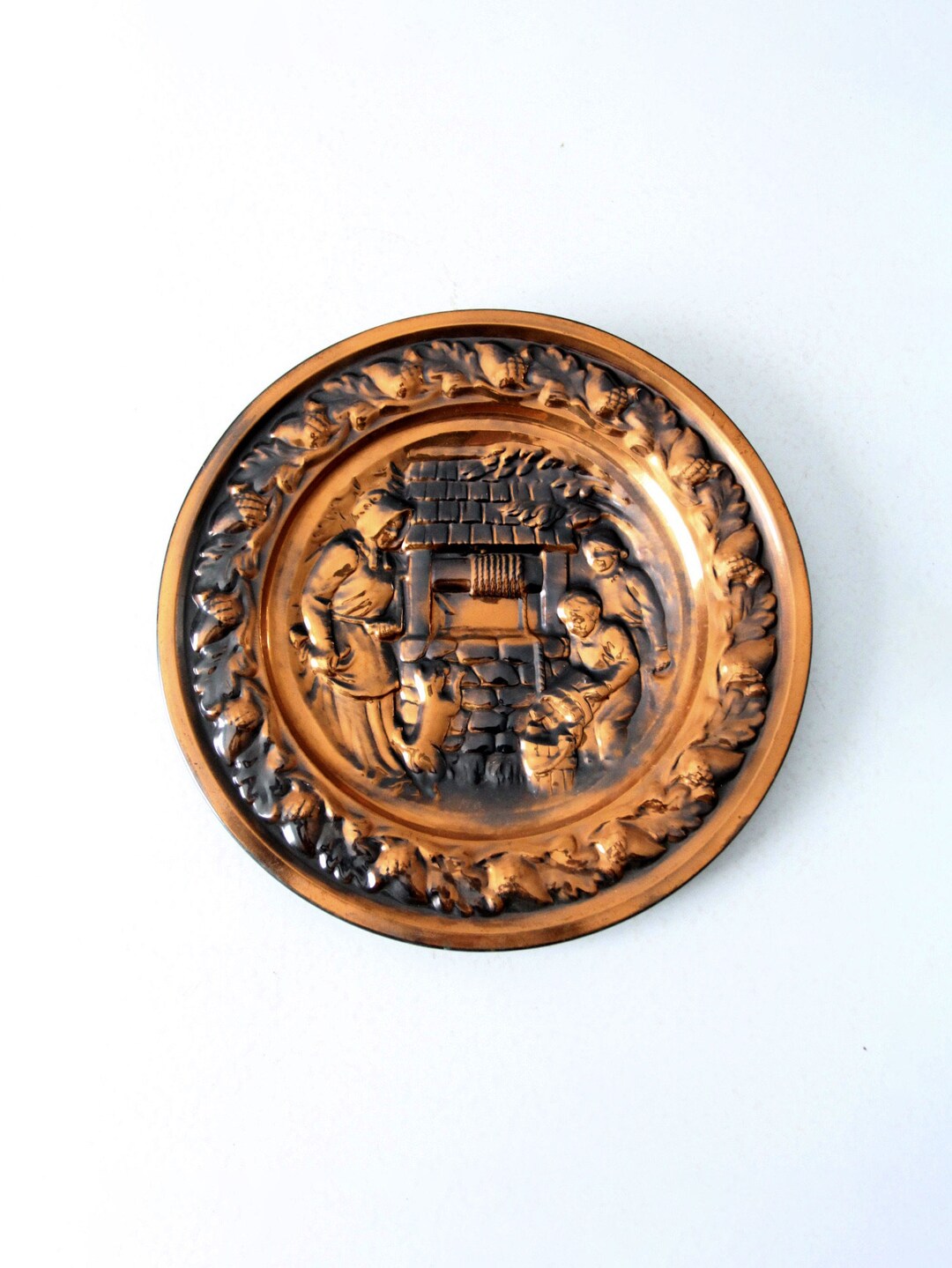 Vintage Copper Raised Relief Plate - Etsy