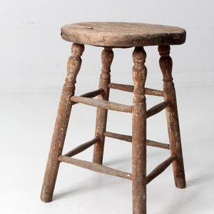 Antique Rustic Wooden Stool - Etsy