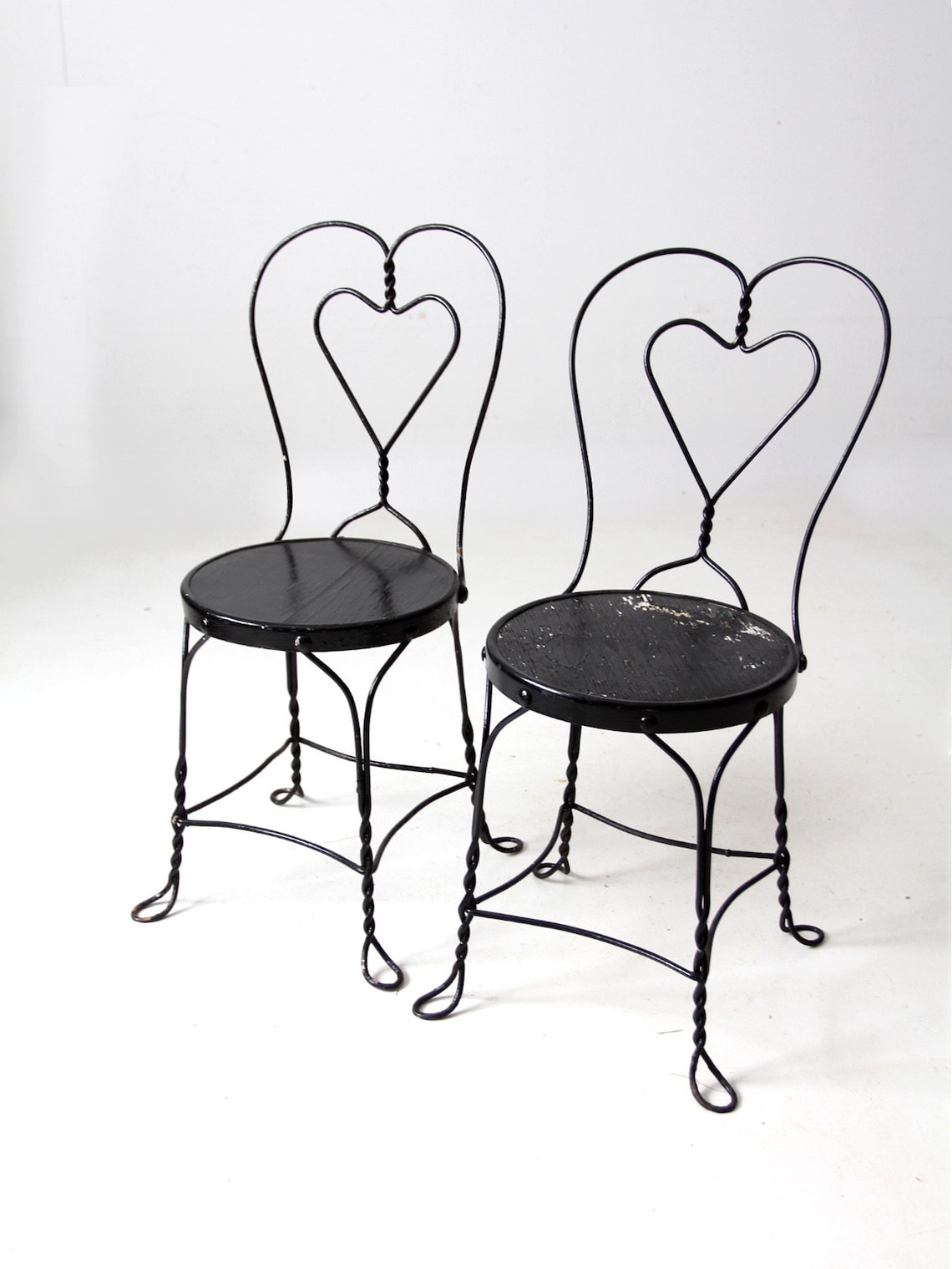 Pair Vintage Ice Cream Parlor Chairs, Black Iron Cafe Bistro Chairs - Etsy
