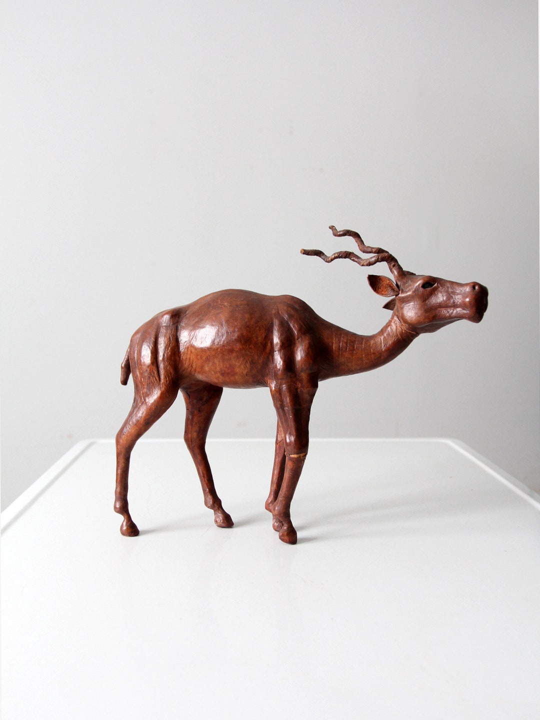 Vintage Leather Antelope Figure - Etsy