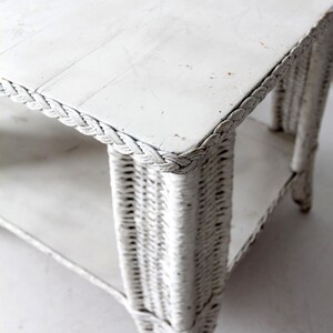 Antique White Wicker Library Table - Etsy