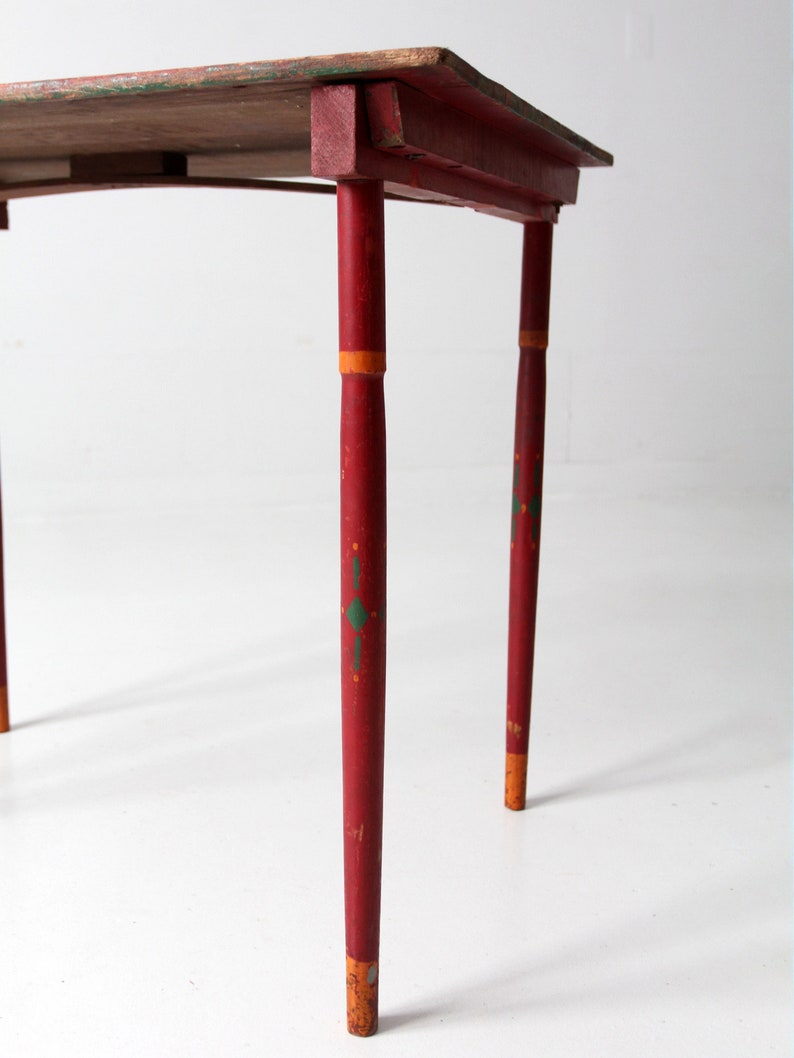 Antique Painted Wood Folding Table / Red Accent Table - Etsy