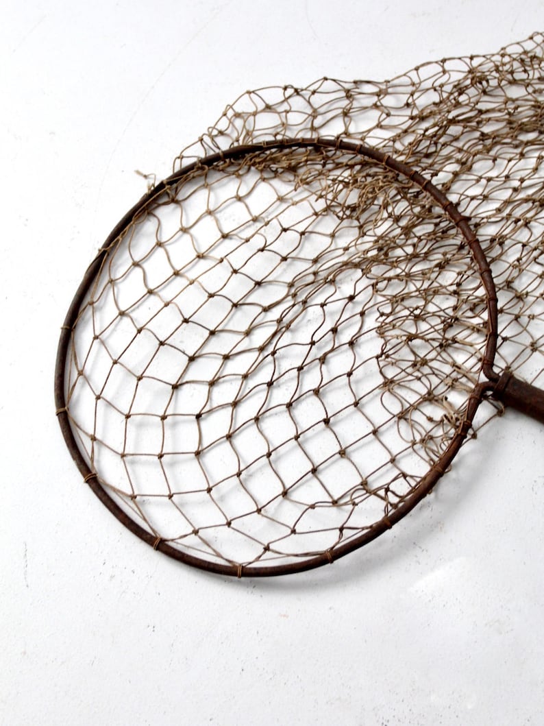 Antique Fish Net on Pole Large Hand Held Fishing Net - Etsy