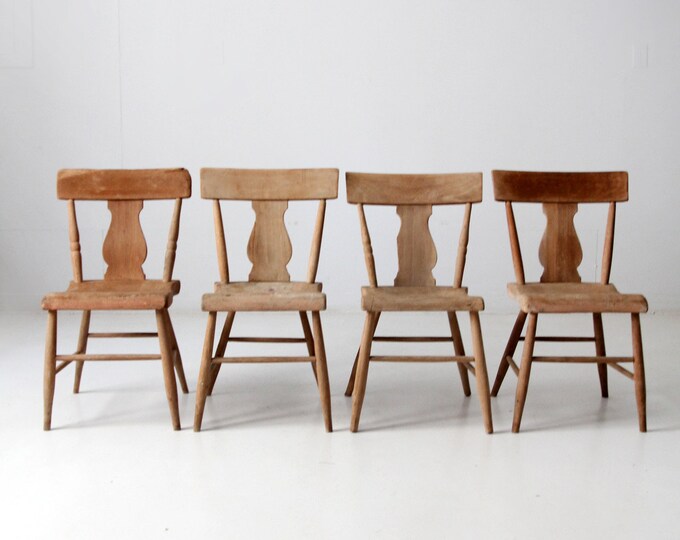 Antique Fiddle Back Chairs Set of 4 - Etsy
