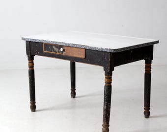 Enamel Top Table • Vintage Kitchen Table • - Etsy