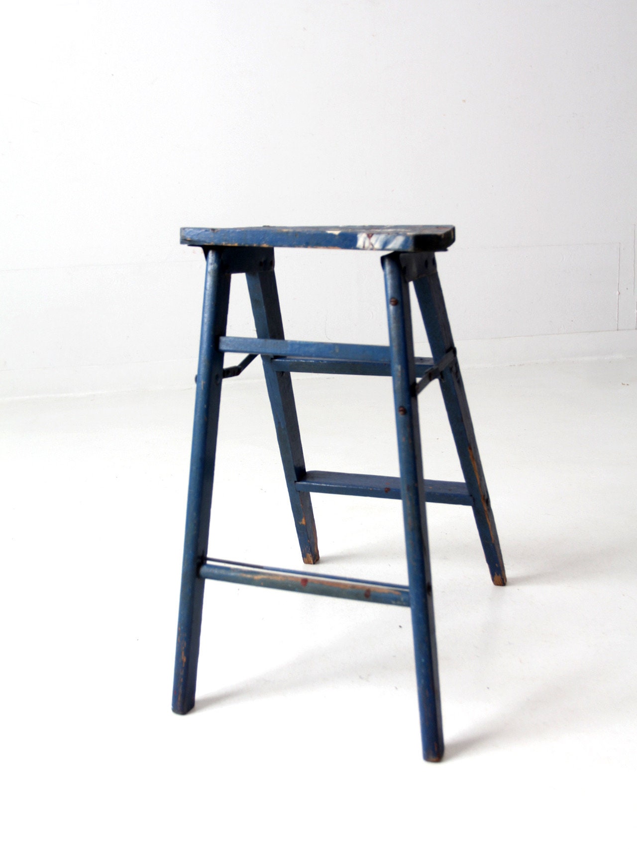 Vintage Wooden Step Stool, Blue Step Ladder - Etsy