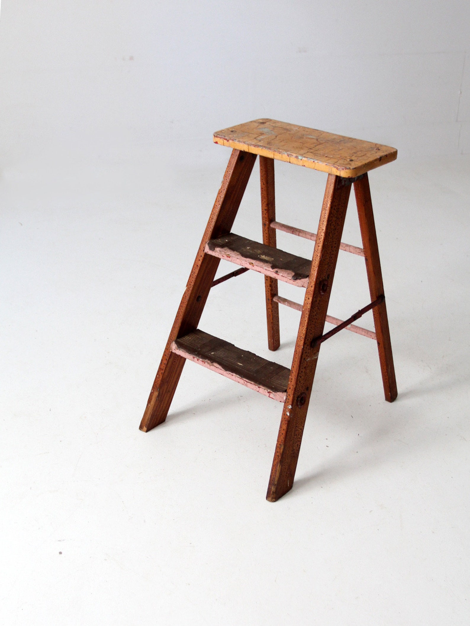 Vintage Step Ladder Rustic Wooden Stepstool - Etsy
