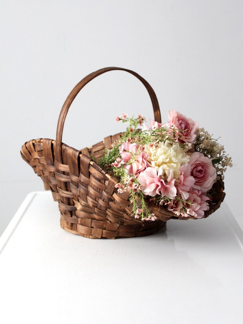 Antique Splint Weave Gathering Basket - Etsy