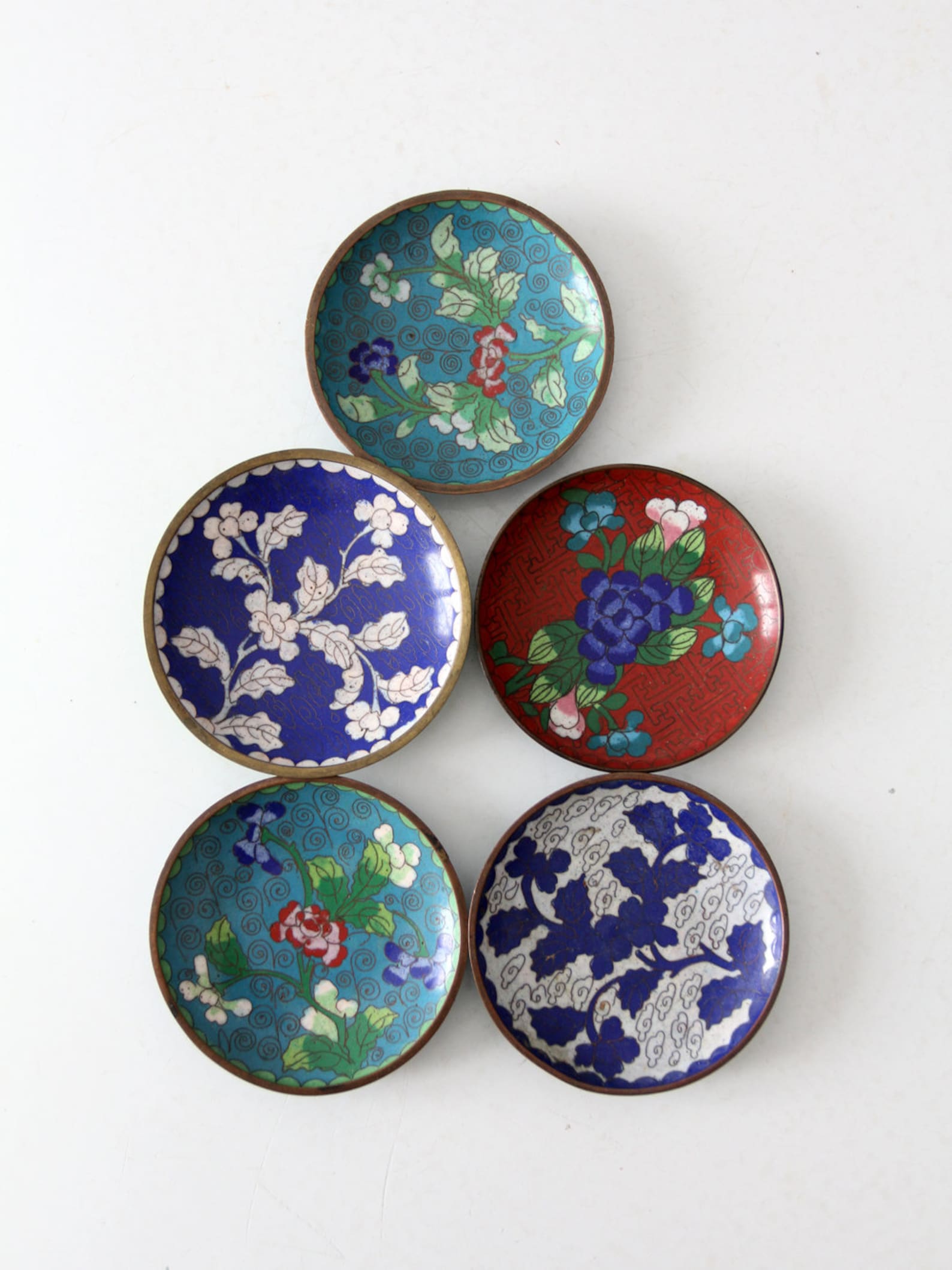 Antique Chinese Enamel Plate Collection, Cloisonne Dishes - Etsy