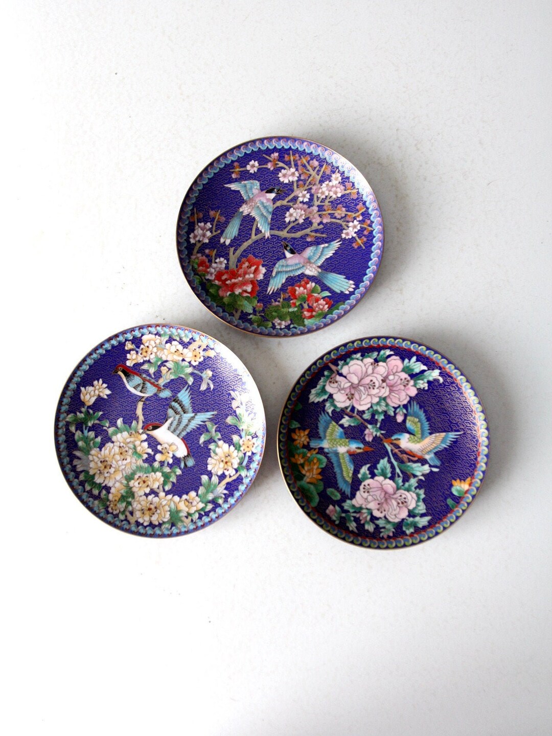 Vintage the Ching-t'ai Ian Artist Workshop Decorative Enamel Plates Set ...
