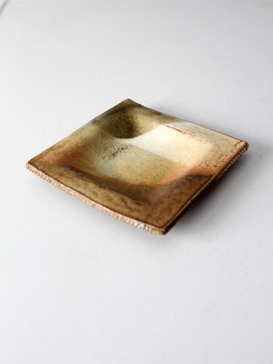 Vintage Studio Pottery Square Plate - Etsy