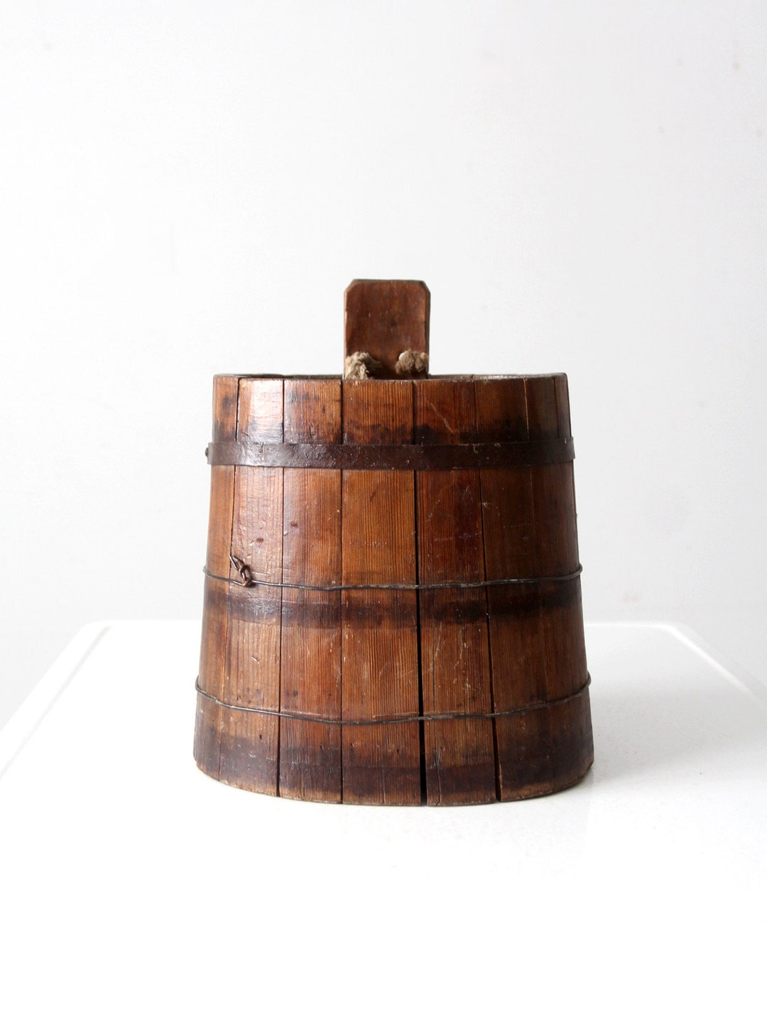 Antique Primitive Wood Stave Cask Pail - Etsy