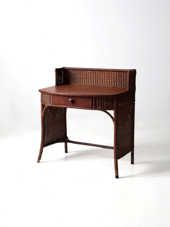 Vintage Heywood Wakefield Wicker Desk - Etsy