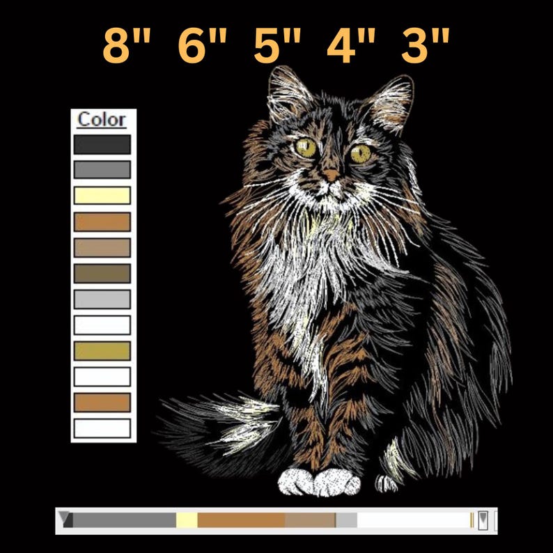 Cat Embroidery Design of Realistic Maine Coon Cat | Machine Embroidery ...