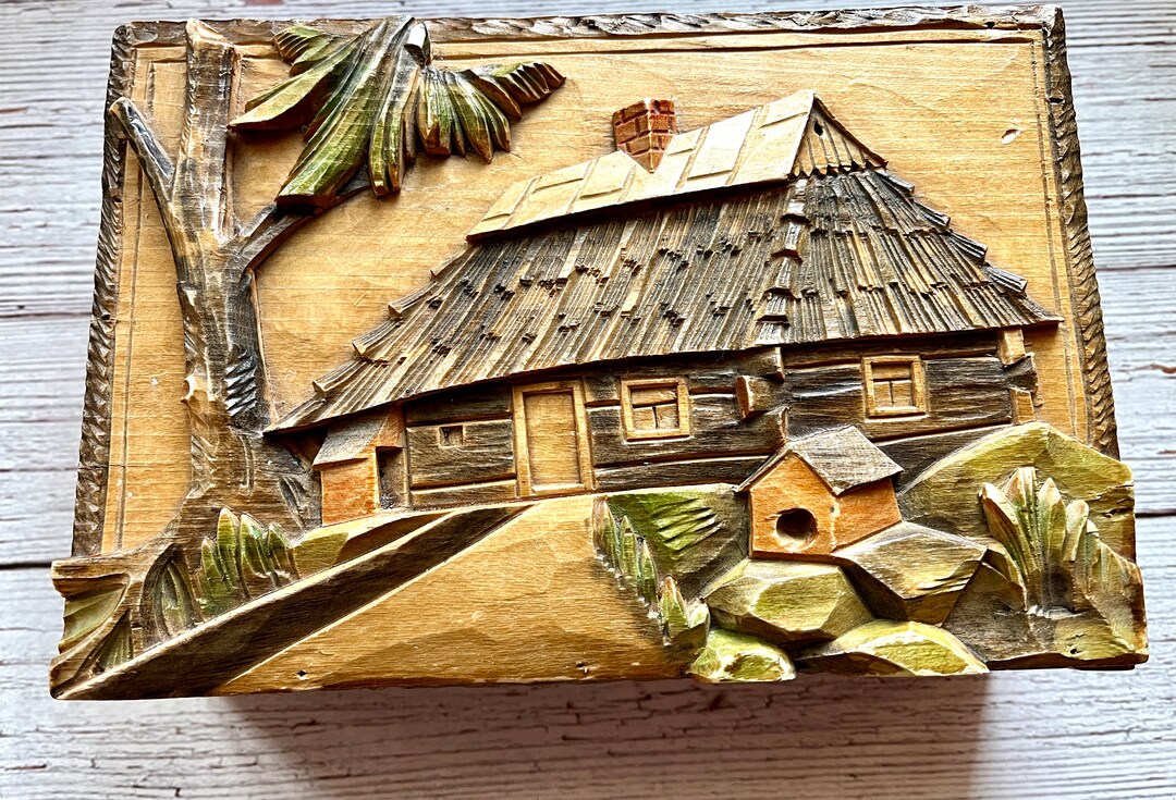 Vintage Wood Carved Sculpted Box - Etsy