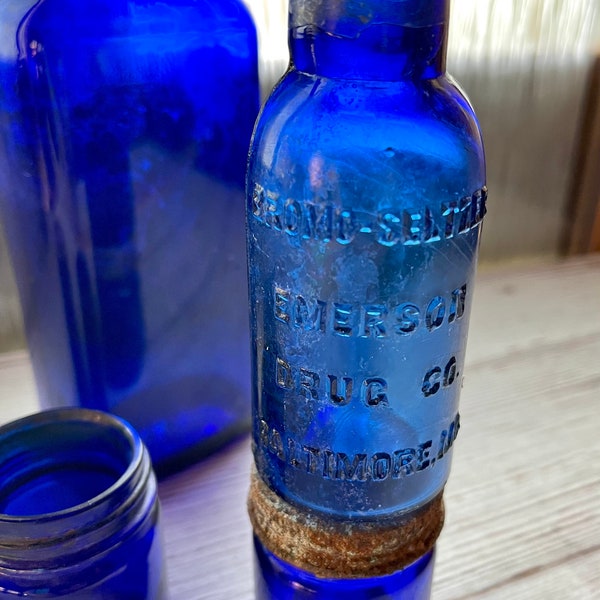 Vintage Blue Glass Bottles - Etsy