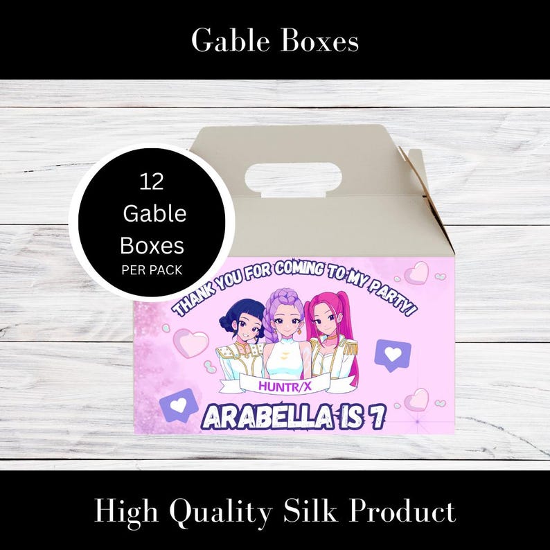 Personalised K-pop Demon Hunters Gable Boxes Party Boxes Birthday Party ...