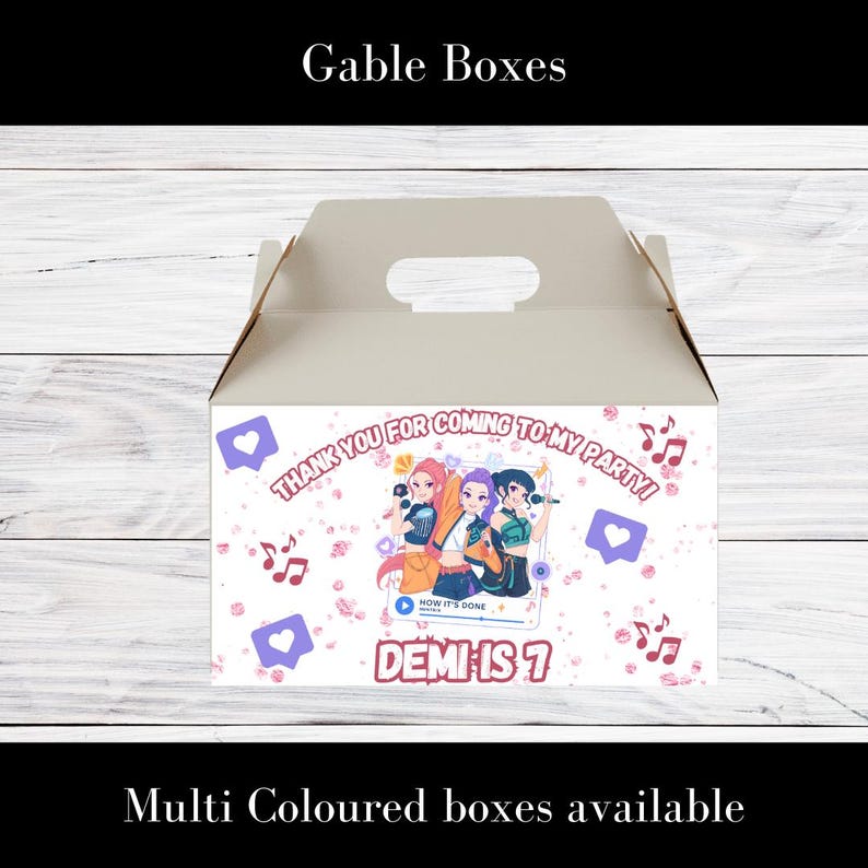 Personalised K-pop Demon Hunters Gable Boxes Party Boxes Birthday Party ...