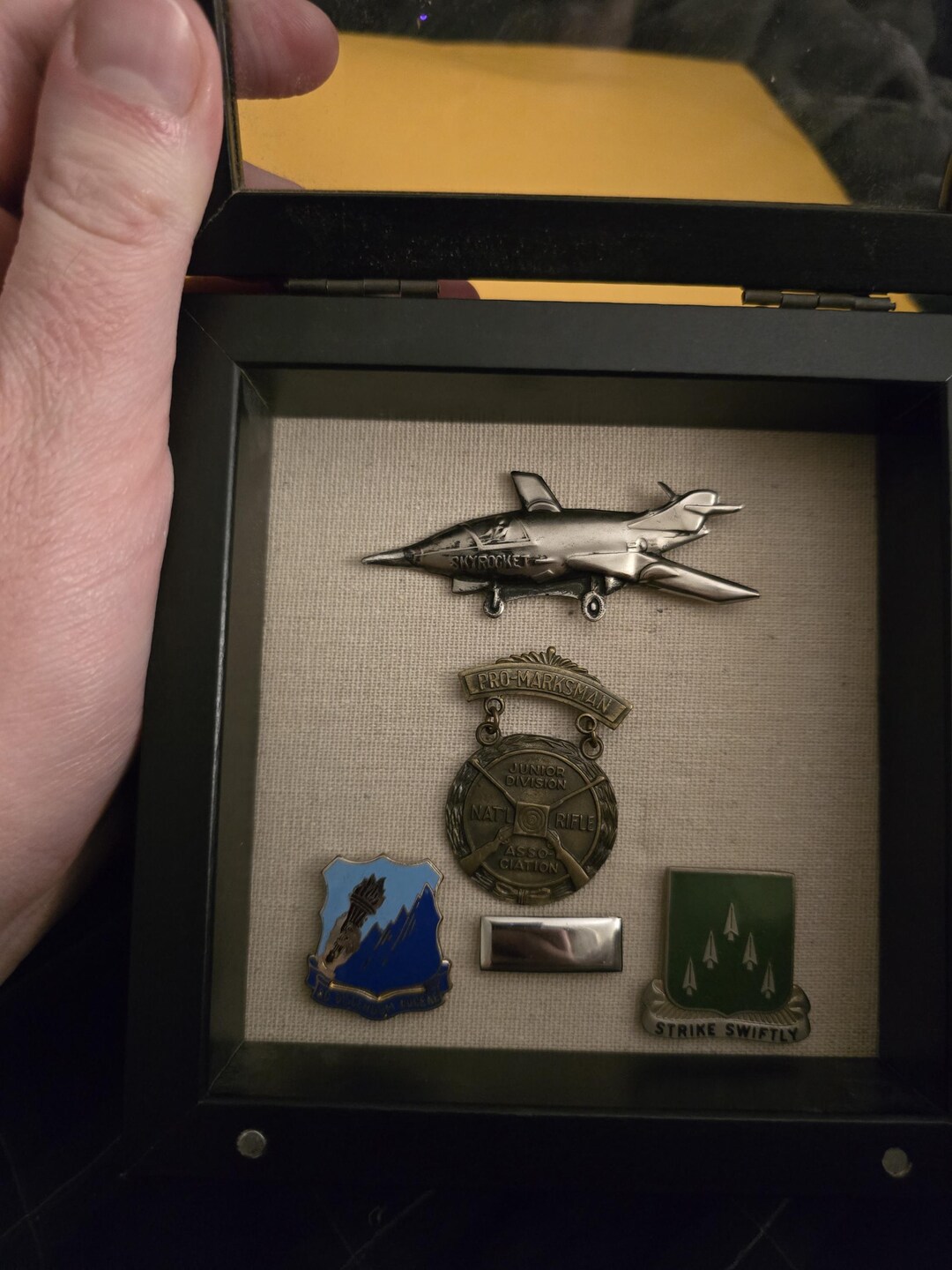 Vintage Military Insignia Shadow Box: USAF, NRA, Aviation Pins - Etsy